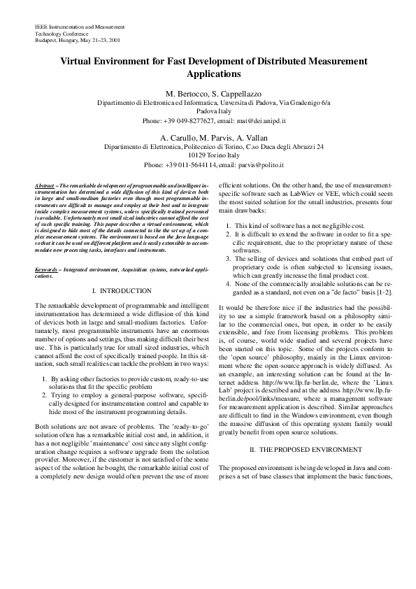 (PDF) Virtual environment for fast development of distributed measurement applications