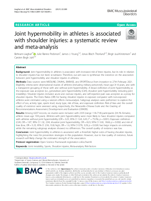 (PDF) Joint hypermobility in athletes is associated with shoulder ...