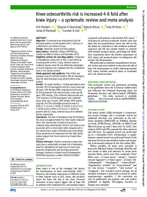 (PDF) Knee osteoarthritis risk is increased 4-6 fold after knee injury ...