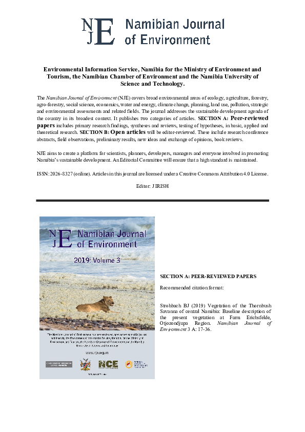 (PDF) Vegetation of the Thornbush Savanna of Central Namibia: Baseline ...