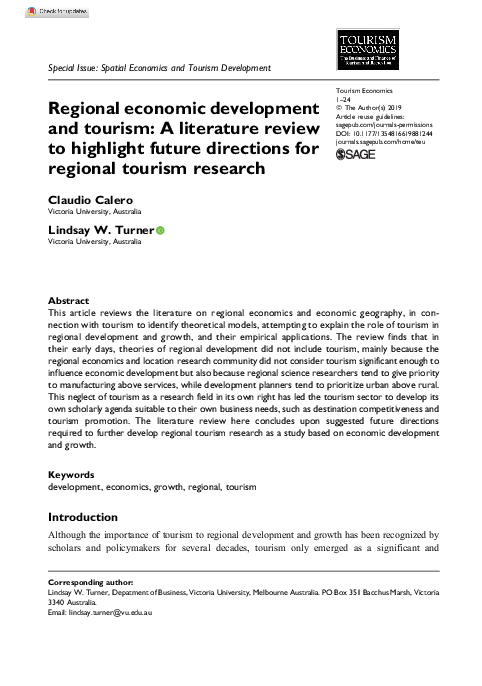 (PDF) Regional economic development and tourism: A literature review to ...