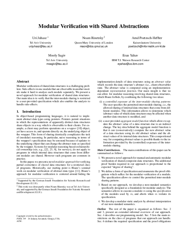 (PDF) Modular verification with shared abstractions