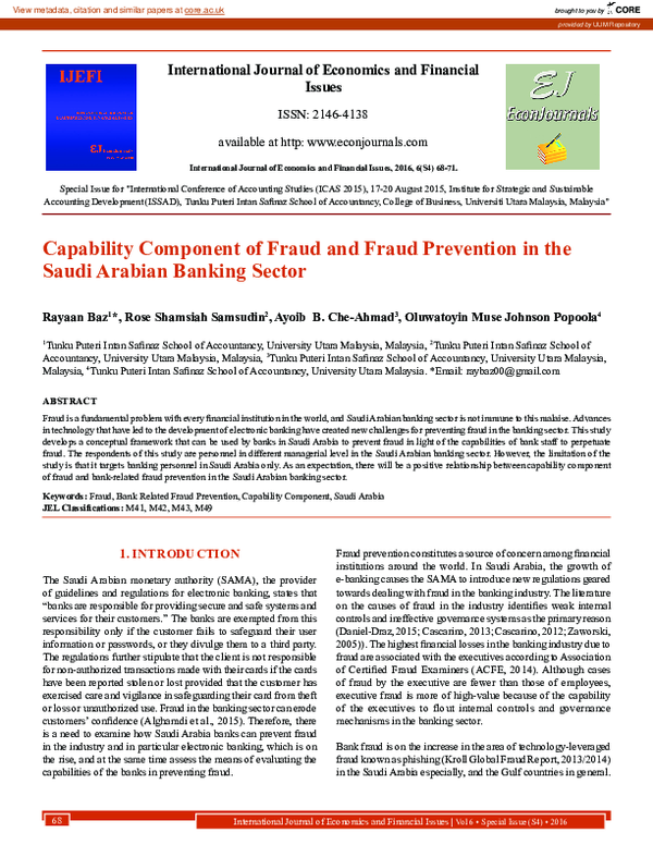 (PDF) Capability Component of Fraud and Fraud Prevention in the Saudi ...