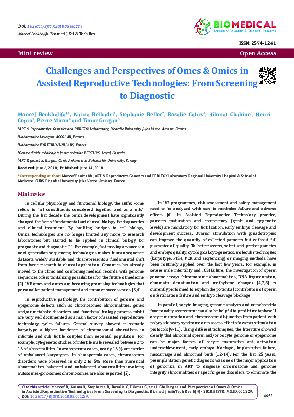 (PDF) Challenges and Perspectives of Omes & Omics in Assisted Reproductive Technologies: From ...