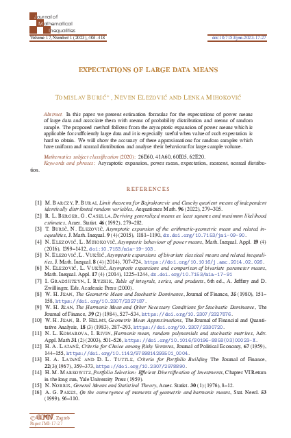 (PDF) Expectations of large data means