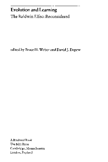 (PDF) Evolution and Learning: The Baldwin Effect Reconsidered