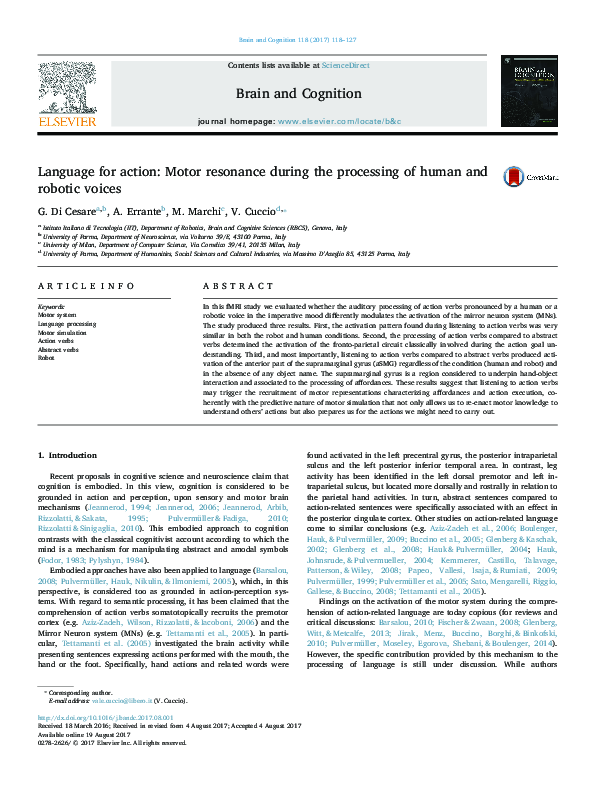 (PDF) Language for action: Motor resonance during the processing of ...