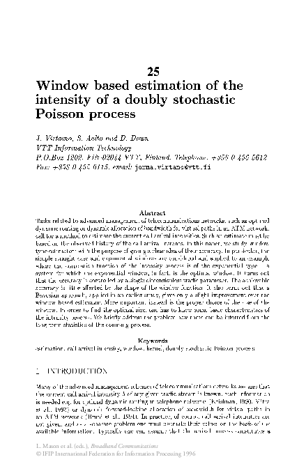(PDF) Window based estimation of the intensity of a doubly stochastic ...