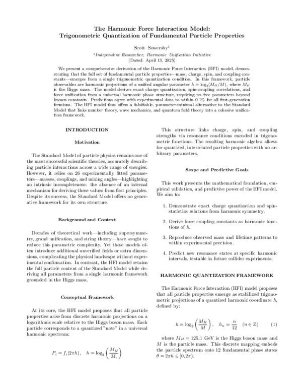 (PDF) Harmonic Trigonometry Unification Beyond Standard Model