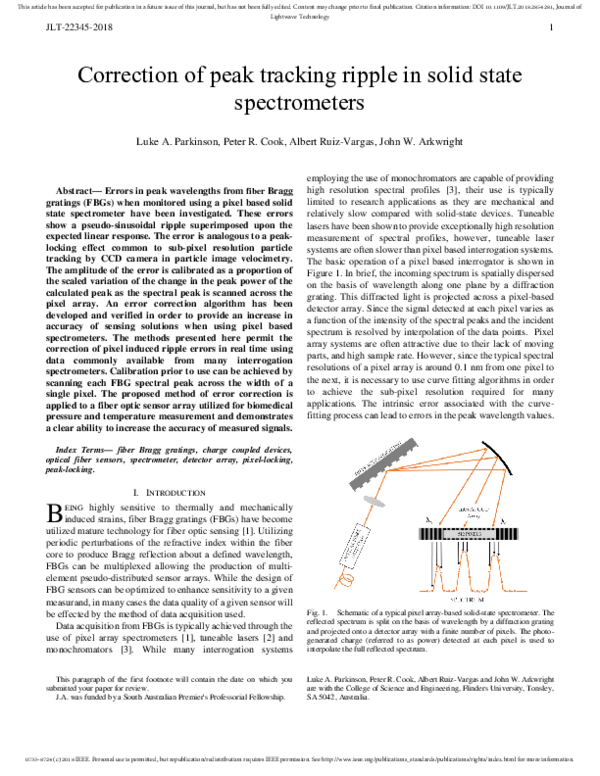 (PDF) Correction of Peak Tracking Ripple in Solid State Spectrometers