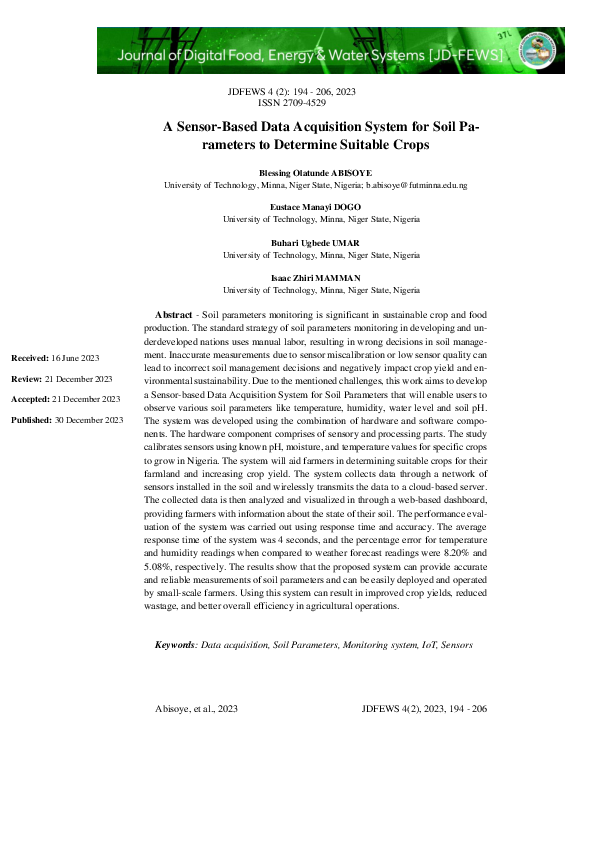 (PDF) A Sensor-Based Data Acquisition System for Soil Parameters to ...