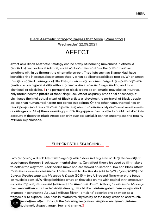 (PDF) Affect/Black Aesthetic Strategies: Images that Move