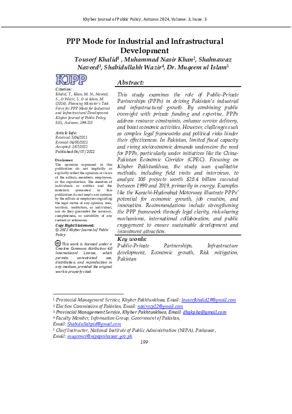 (PDF) PPP Mode for Industrial and Infrastructural Development