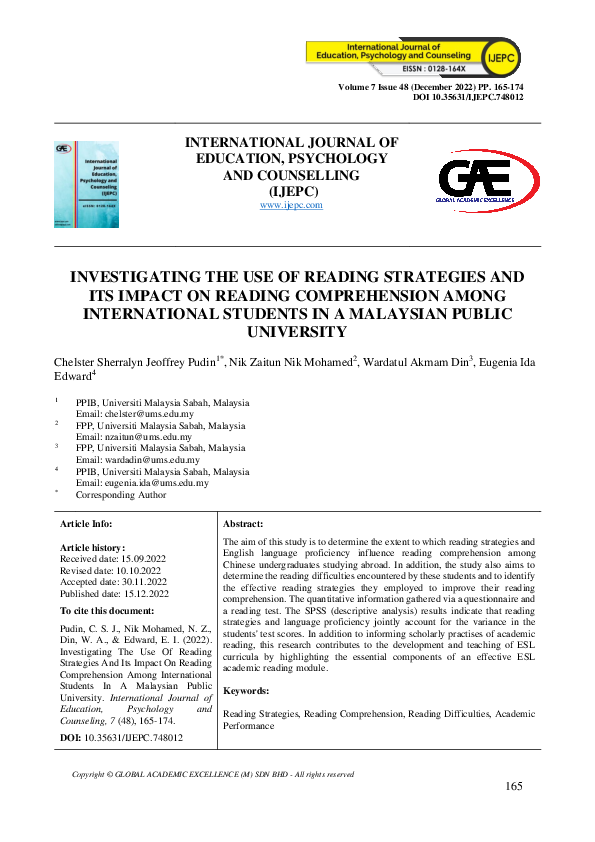 (PDF) Investigating the Use of Reading Strategies and Its Impact on ...