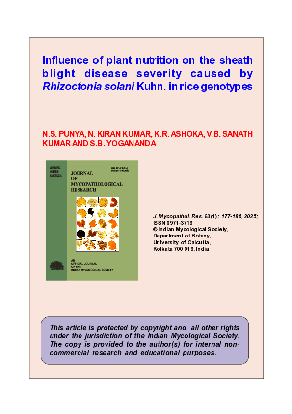 (PDF) Influence of plant nutrition on the sheath blight disease ...