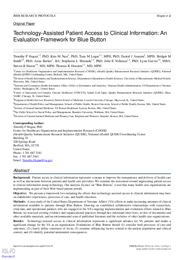 (PDF) Technology-Assisted Patient Access to Clinical Information: An ...