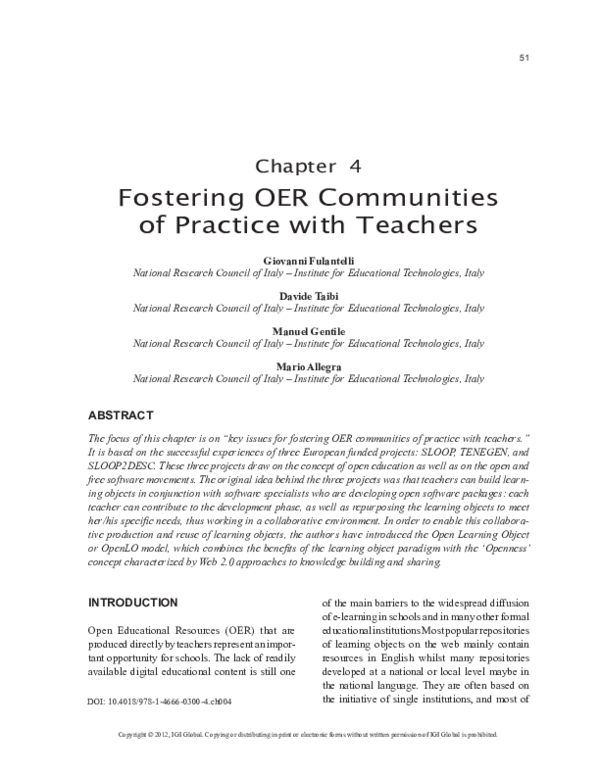 (PDF) Fostering OER Communities of Practice with Teachers