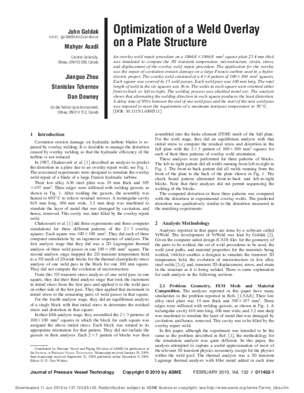 (PDF) Optimization of a Weld Overlay on a Plate Structure