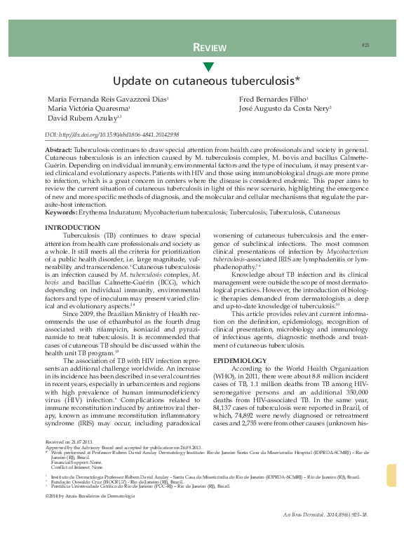 (PDF) Update on cutaneous tuberculosis