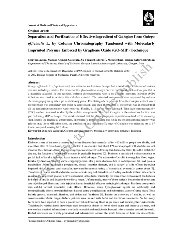 (PDF) Separation and Purification of Effective Ingredient of Galegine ...