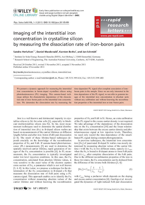 (PDF) Imaging of the interstitial iron concentration in crystalline ...