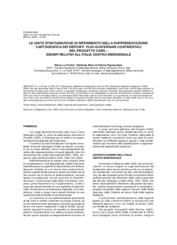 (PDF) Le Unità Stratigrafiche DI Riferimento Nella Rappresentazione ...