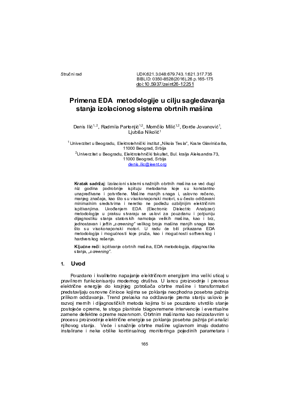 (PDF) Application of EDA methodology for assessment of the rotating machines insulation system ...