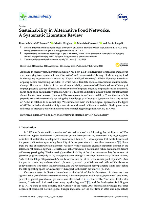 (PDF) Evolution of Sustainability in Alternative Food Networks: A ...