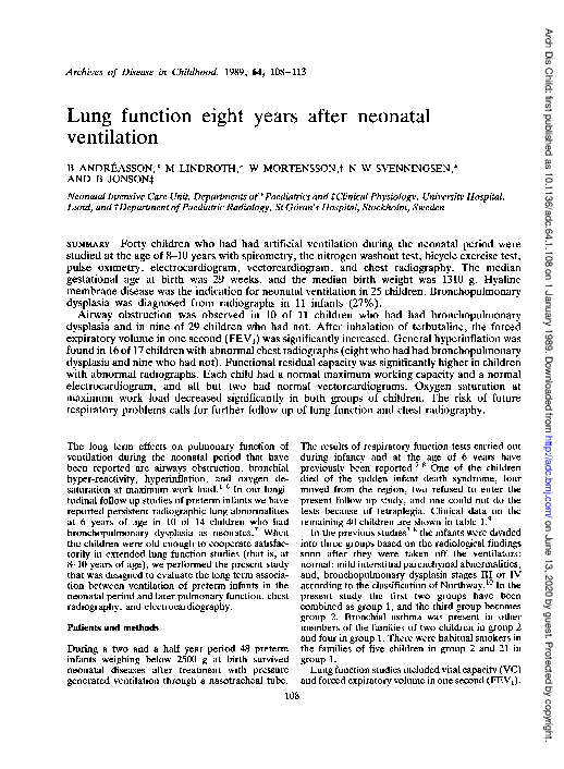 (PDF) Lung function eight years after neonatal ventilation