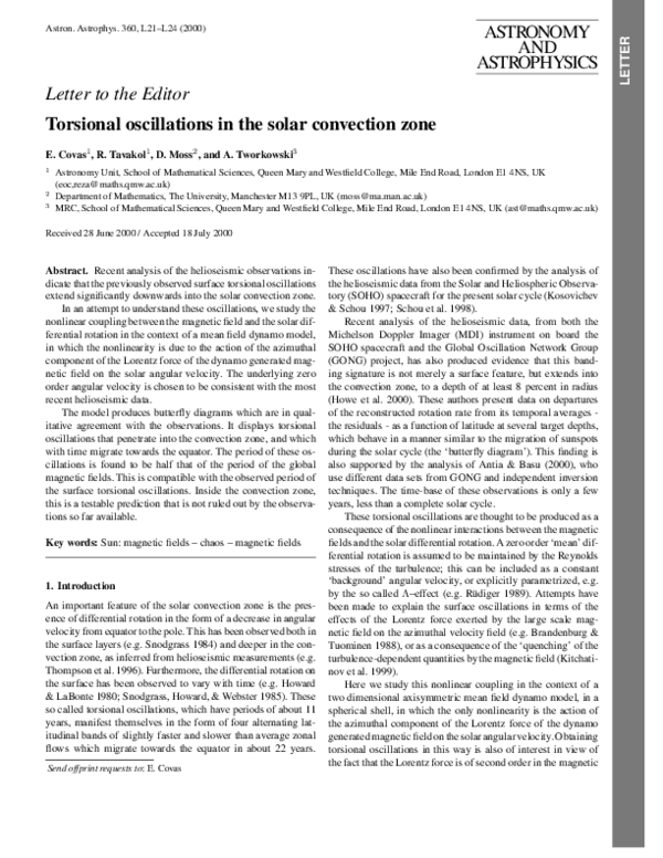 (PDF) Torsional oscillations in the solar convection zone