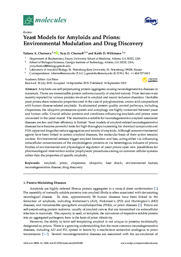 (PDF) Yeast Models for Amyloids and Prions: Environmental Modulation ...