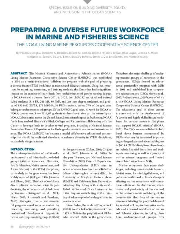 (PDF) Preparing a Diverse Future Workforce in Marine and Fisheries ...