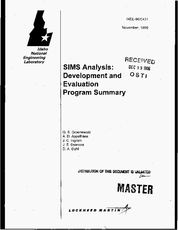 (PDF) SIMS analysis: Development and evaluation program summary