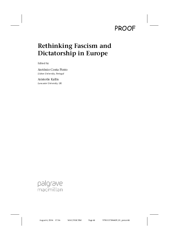 (PDF) Rethinking Fascism and Dictatorship in Europe