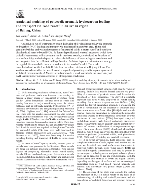 (PDF) Analytical modeling of polycyclic aromatic hydrocarbon loading and transport via road ...