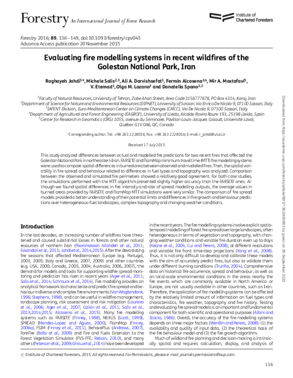 (PDF) Evaluating fire modelling systems in recent wildfires of the ...