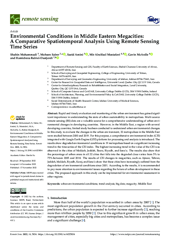 (PDF) Environmental Conditions in Middle Eastern Megacities: A Comparative Spatiotemporal ...