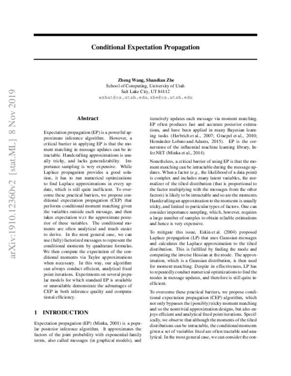 (PDF) Conditional Expectation Propagation
