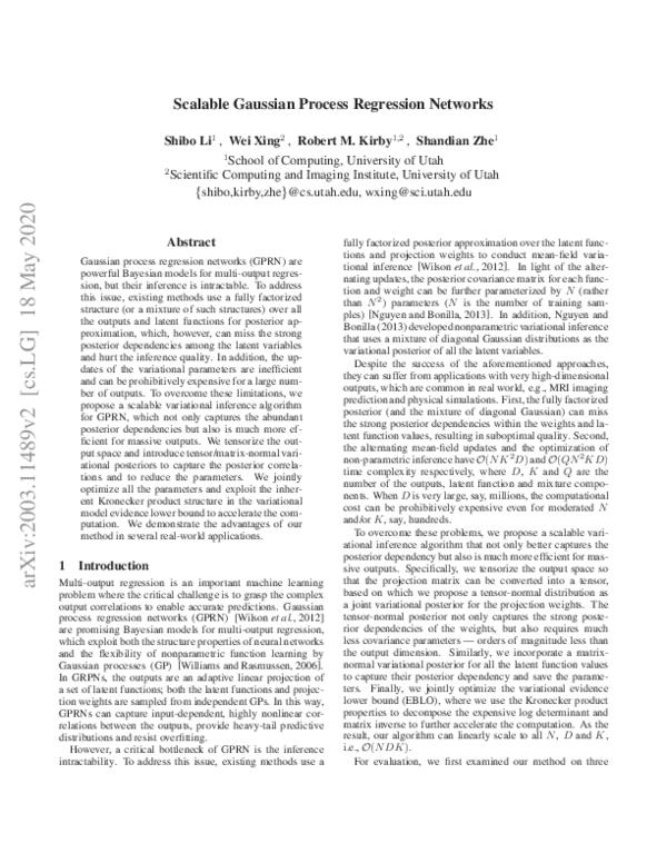 (PDF) Scalable Variational Gaussian Process Regression Networks