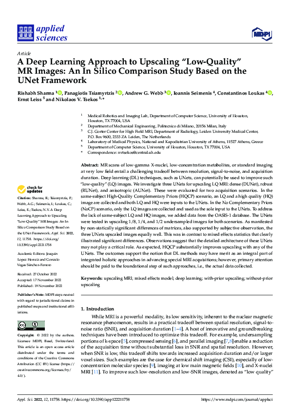 (PDF) A Deep Learning Approach to Upscaling “Low-Quality” MR Images: An ...