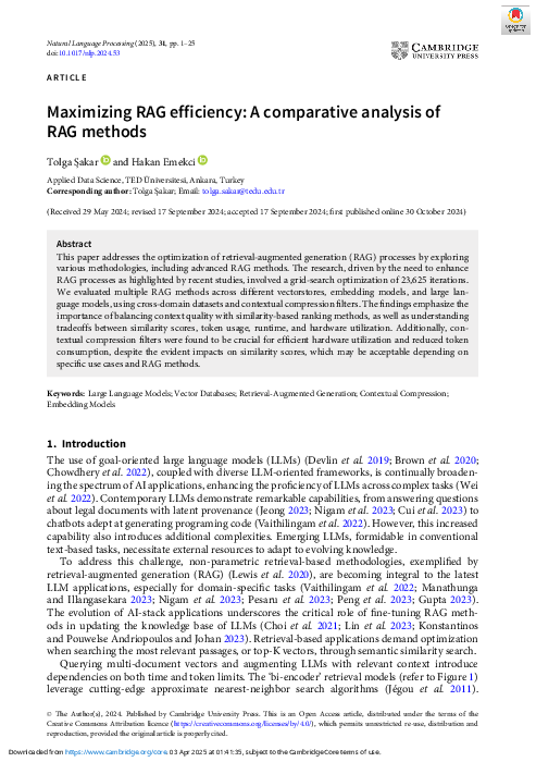 (PDF) Maximizing RAG efficiency: A comparative analysis of RAG methods
