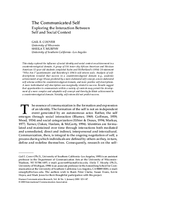 (PDF) The communicated self