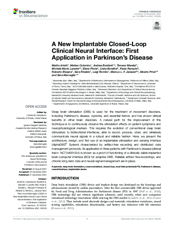 (PDF) A New Implantable Closed-Loop Clinical Neural Interface: First ...