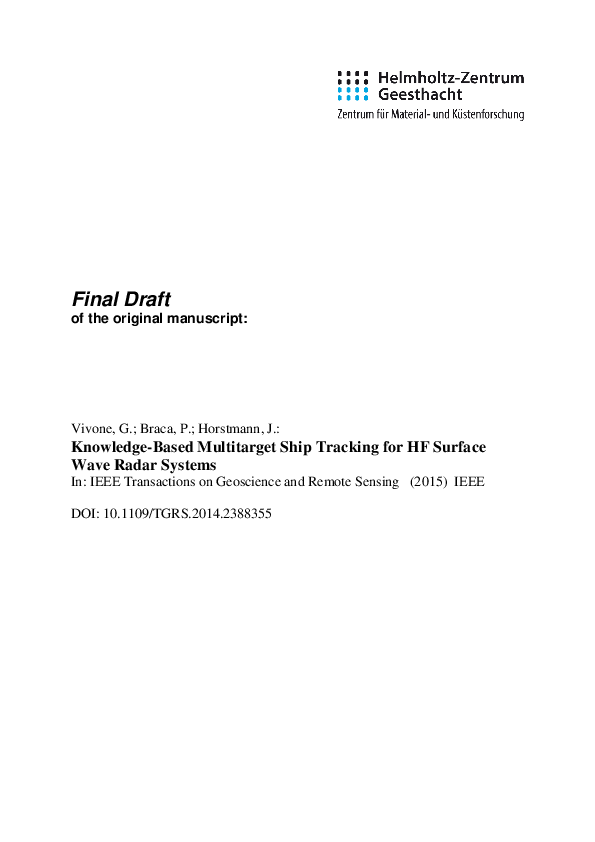 (PDF) Knowledge-Based Multitarget Ship Tracking for HF Surface Wave ...
