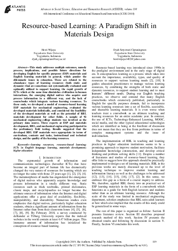 (PDF) Resource-based Learning: A Paradigm Shift in Materials Design