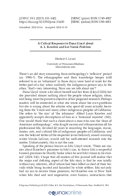 (PDF) A Critical Response to Dana Lloyd about A. L. Kroeber and her ...