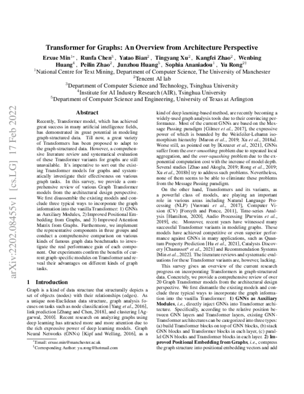 (PDF) Transformer for Graphs: An Overview from Architecture Perspective