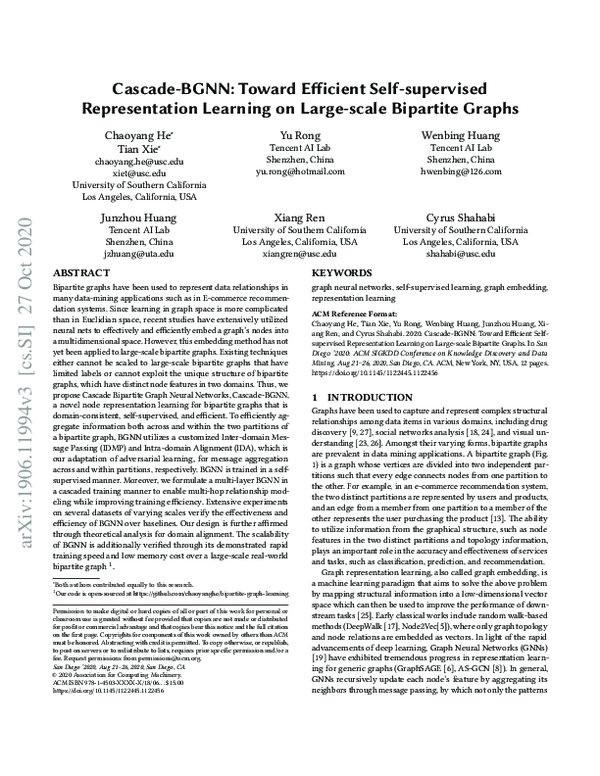 (PDF) Adversarial Representation Learning on Large-Scale Bipartite Graphs