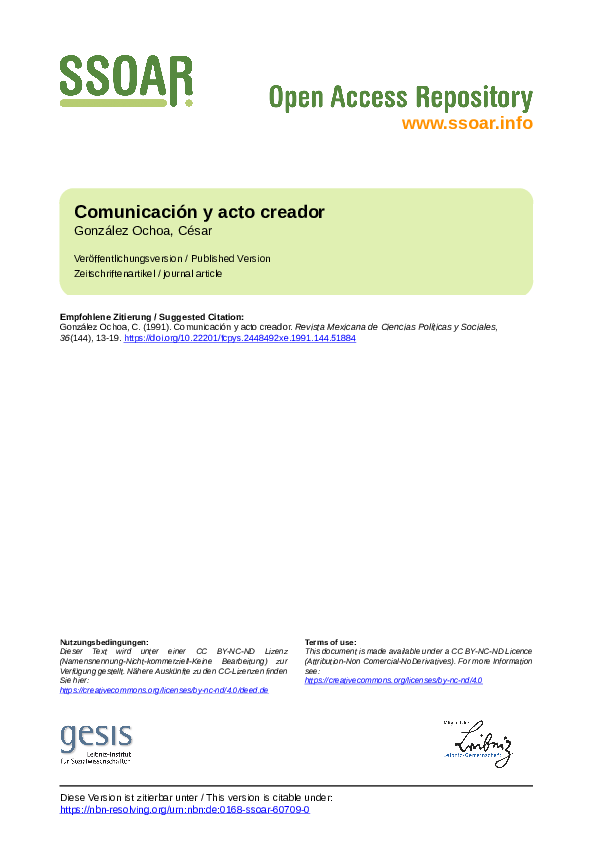 (PDF) Comunicación y acto creador
