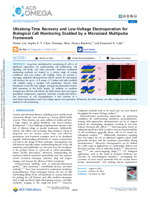 (PDF) Ultralong-Time Recovery and Low-Voltage Electroporation for ...